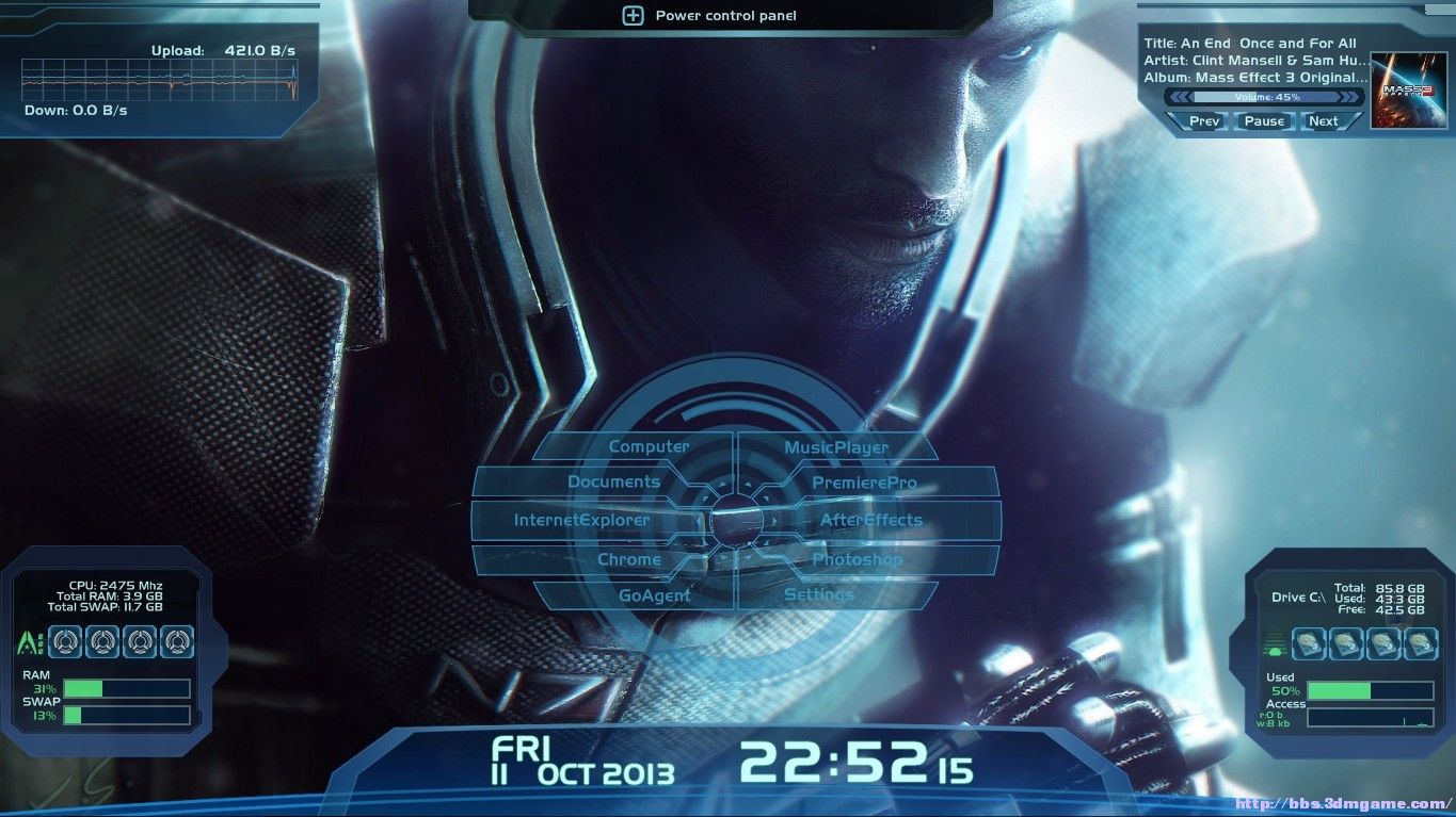 分享一些国外玩家绘制的质量效应主题壁纸，很不错哦~还有Rainmeter主题，想不想要啊？~~ - 《质量效应3》 - 3DMGAME论坛 - Powered by Discuz!